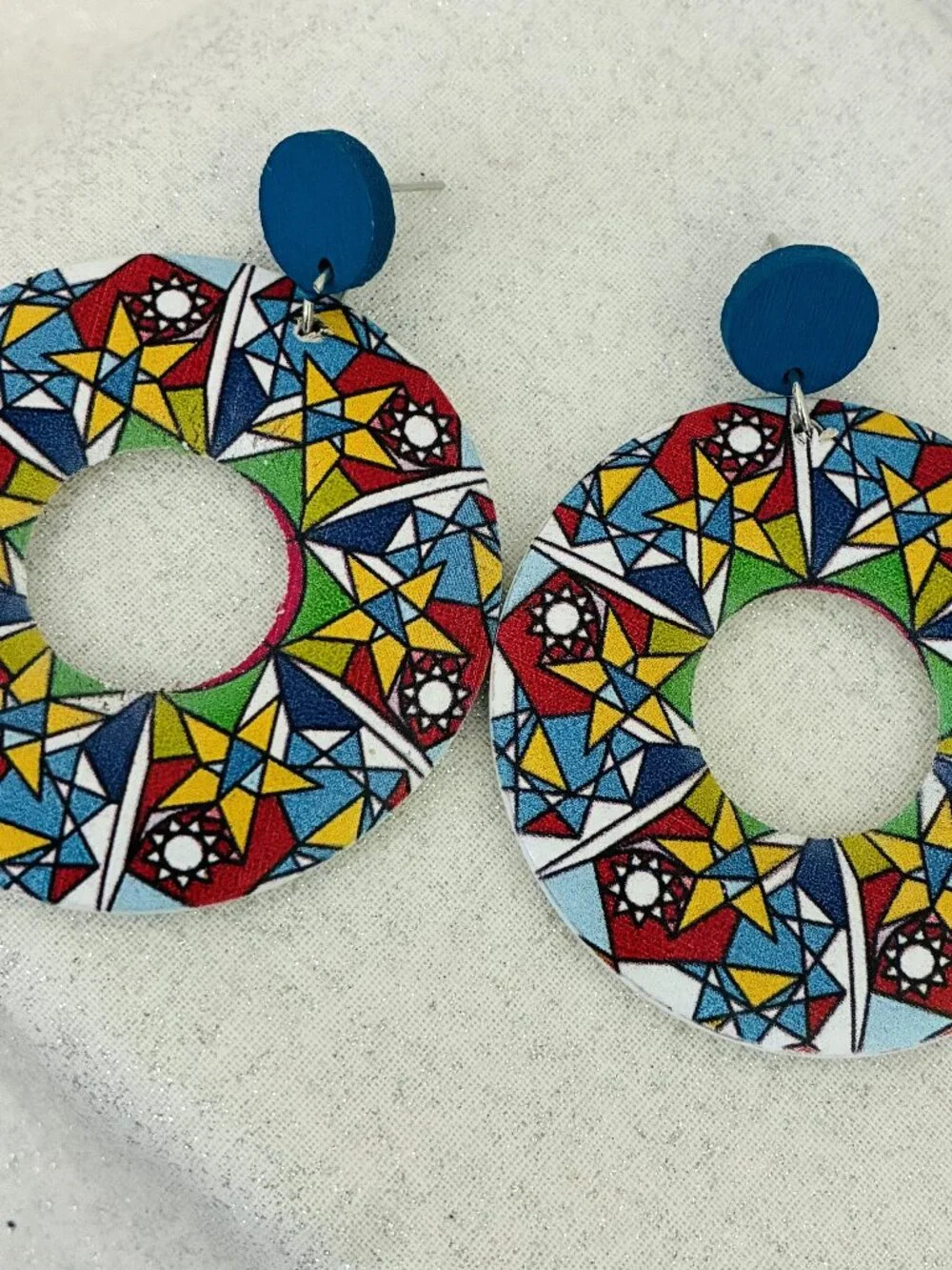 Jewelry | Geometric Statement Earrings Multicolor Mosaic Design ...